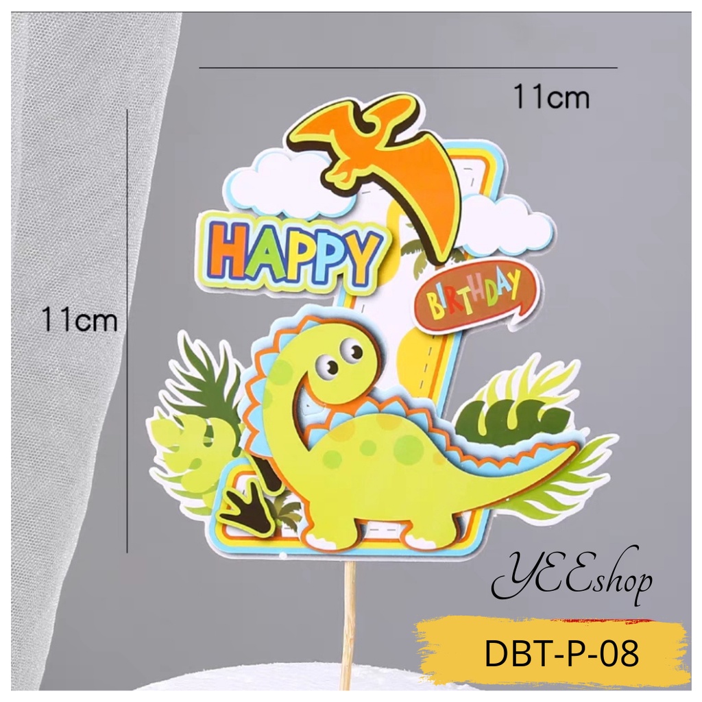 | Cake Decoration | Cute Dinosaur Theme Number Paper Acrylic Kid ...