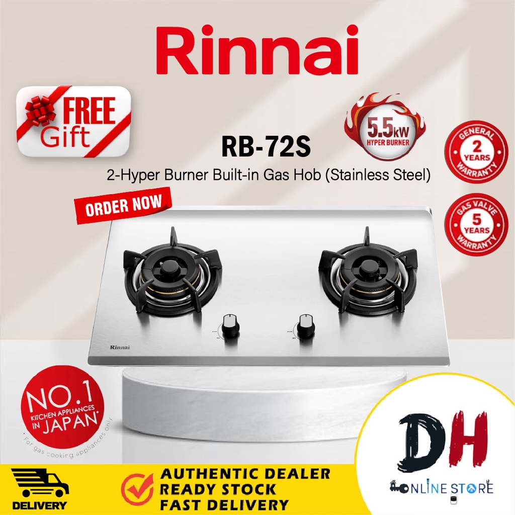 RINNAI RB-72S BUILT IN 2 HYPER BURNER GAS HOB / COOKING GAS HOB | Shopee Malaysia