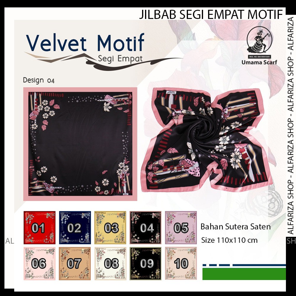 Square Hijab Rectangular Velvet Motif Hijab by Umamascarf 04 | Shopee ...