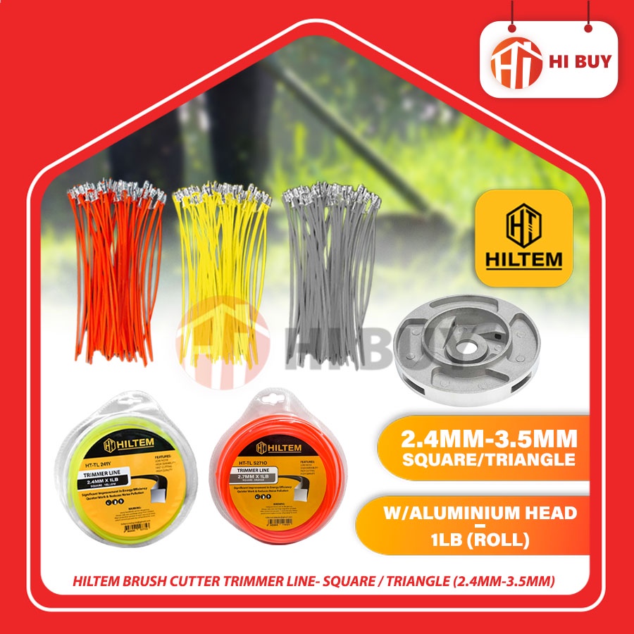 HILTEM BRUSH CUTTER TRIMMER LINE- 2.4MM/ 2.7MM/ 3.5MM/ SQUARE/ TRIANGLE/ TALI MESIN RUMPUT/ SEGI ...