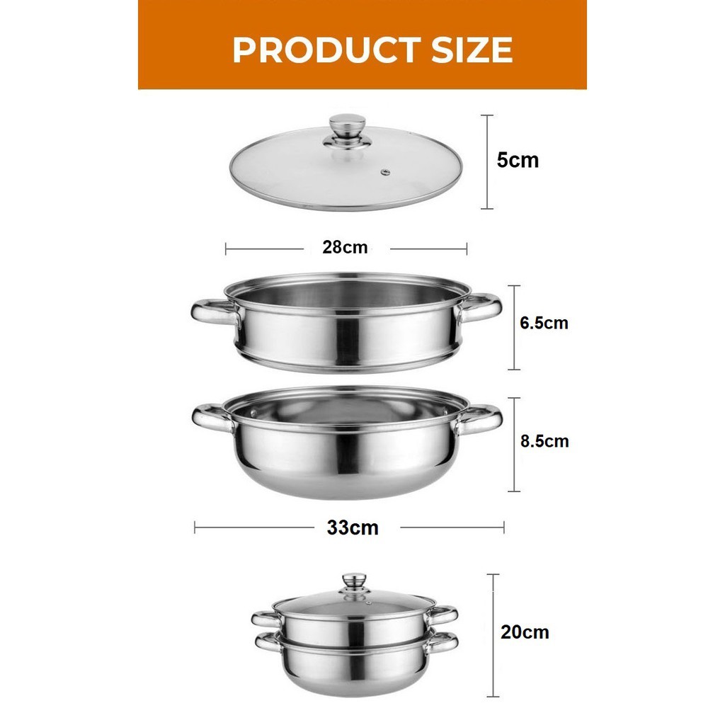 Stainless Steel Pengukus Steamer Cookware Pot 2 Layer aidaalisha ...