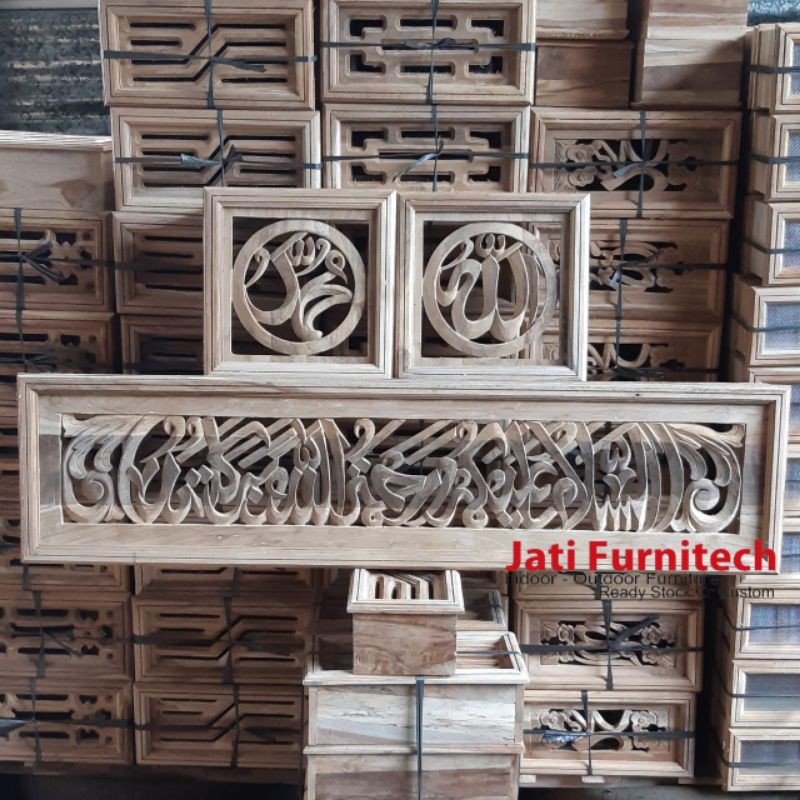 HIASAN DINDING KAYU Teak Wood Carving Wallpaper // Wall Decoration // 1 ...