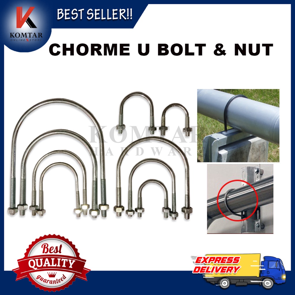 Chrome U Bolt & Nut / Besi U Dengan Nut/Besi Ikat Paip / GI Paip ...