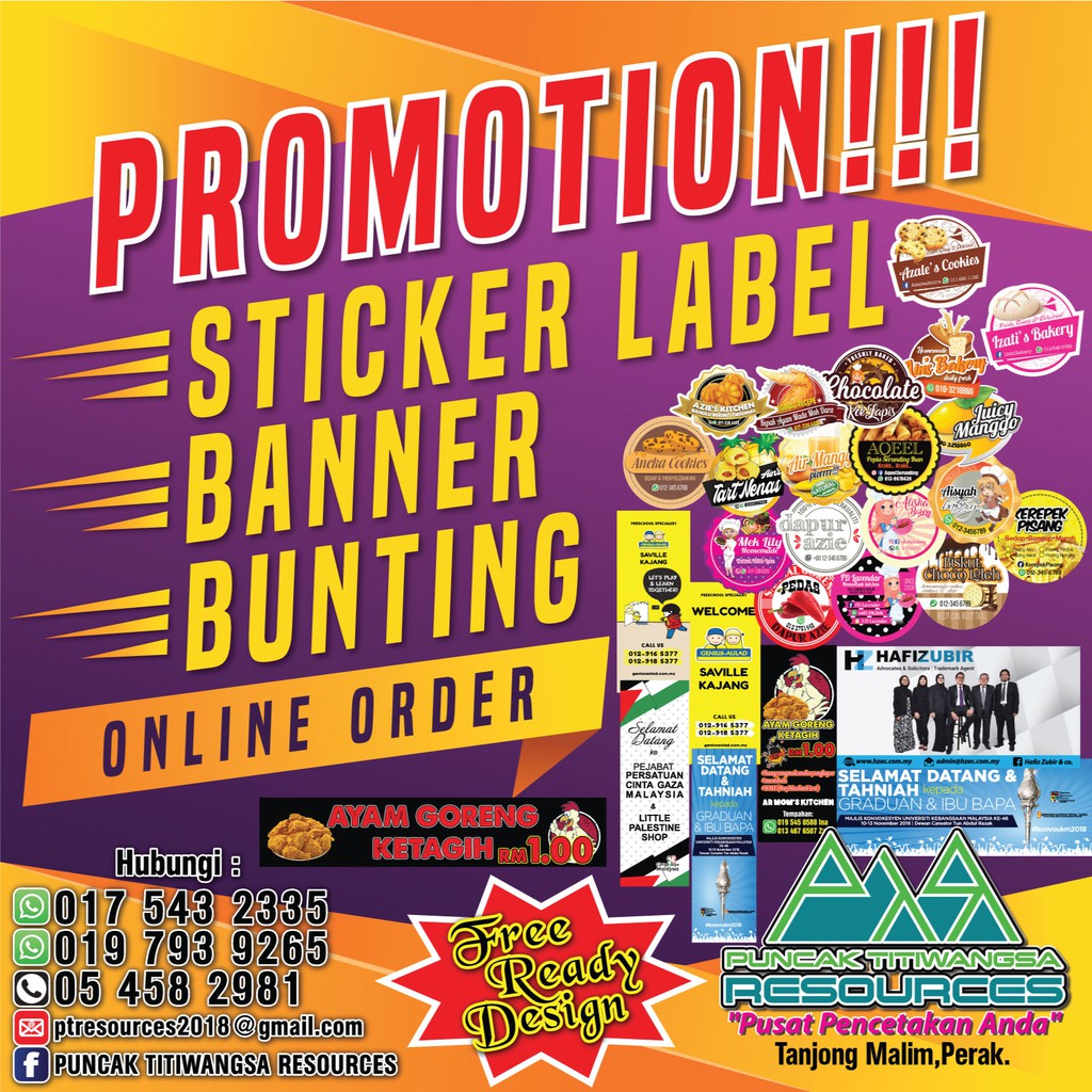 STICKER LABEL PRODUK / KUIH RAYA / KAHWIN 100PCS (FREE DESIGN) | Shopee ...