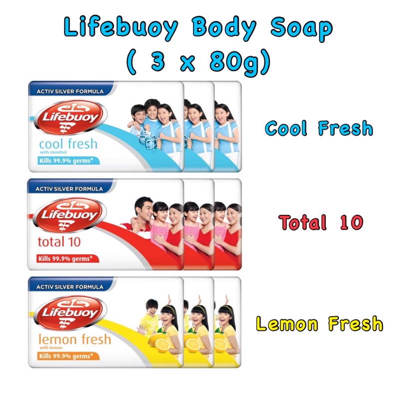 Lifebuoy Bar Soap (80gx3s) - Total 10 / Cool Fresh / Lemon Fresh ...