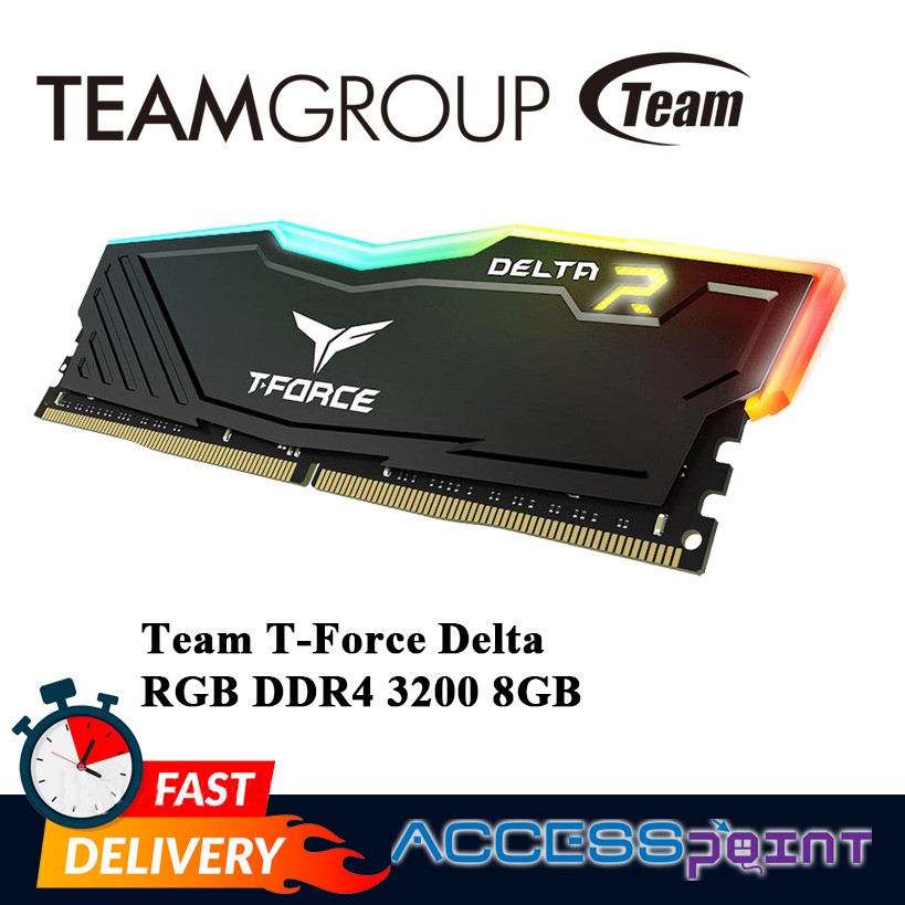 TEAMGROUP TEAM T-FORCE DELTA RGB DDR4 3200 GAMING MEMORY RAM ( 8GB ...