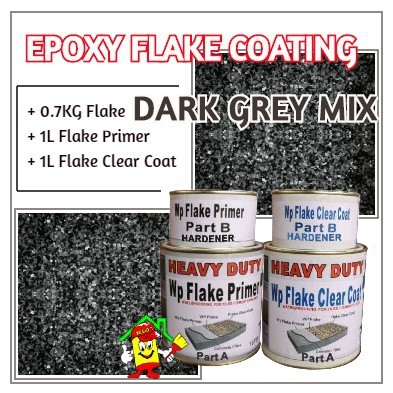 ( 700g ) DARK GREY MIX FLAKE • Epoxy Flake Coating Set • Refurnishing ...