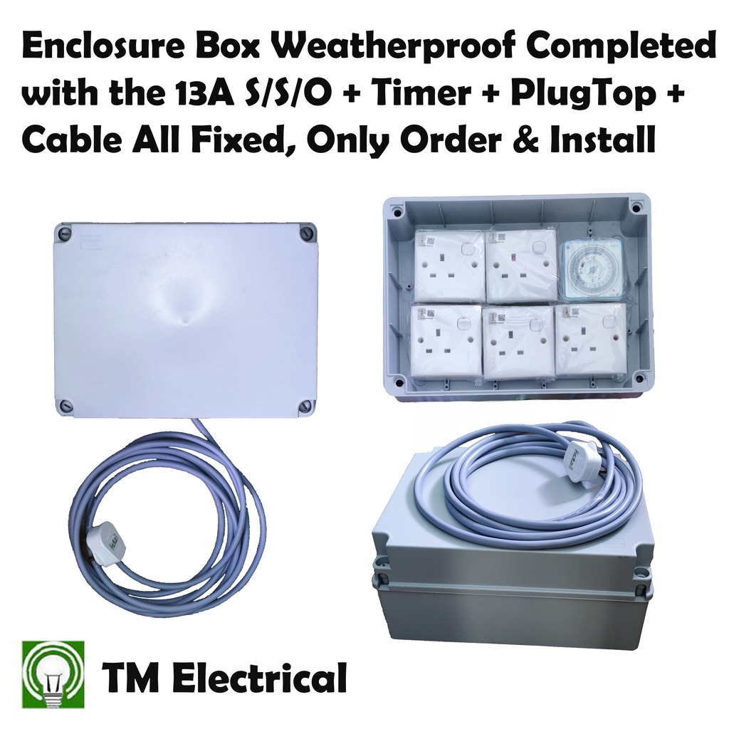 ENCLOSURE BOX WEATHERPROOF IP56 COMPLETED SET / EXTENSION CORDS SOCKET ...