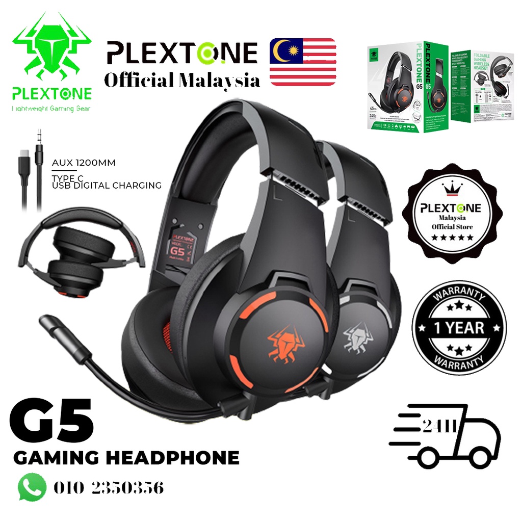 PLEXTONE G5 Foldable Gaming Wireless Headset with mic Noise Cancelling ...