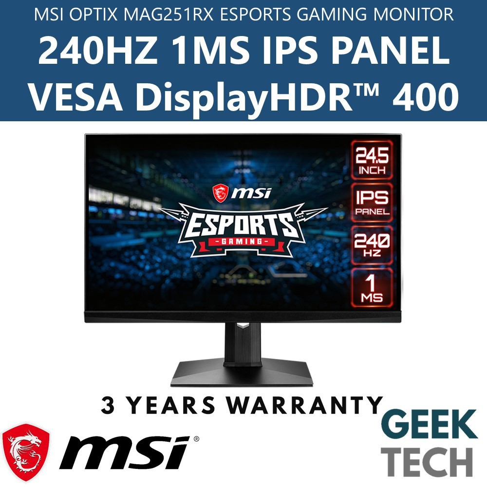 MSI Optix MAG251RX 24.5" Full HD IPS 240Hz 1ms Gaming Monitor | Shopee ...