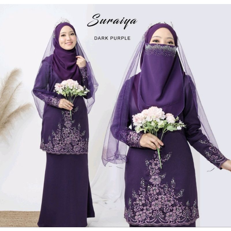 BAJU TUNANG/ NIKAH/ BAJU KURUNG MODEN SURAIYA LACE | colour DARK PURPLE ...