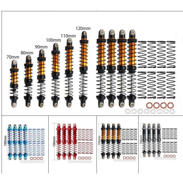 BOYRC 4PCS RC Crawler Oil Adjustable Metal Shocks 70mm 80mm 90mm 100mm ...