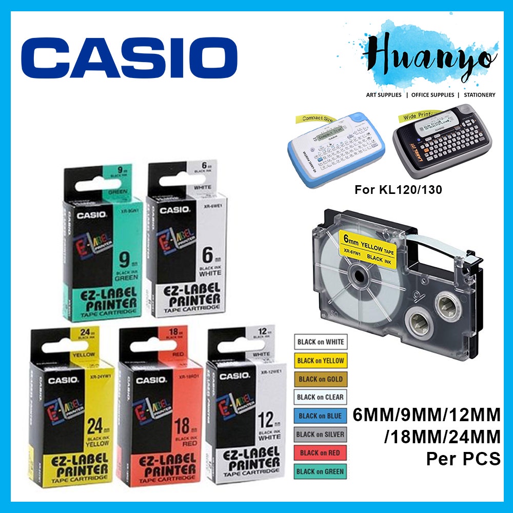 Casio EZ-Label Printer Tape Cartridge 6 / 9 /12 / 18 / 24 MM (Per PCS ...