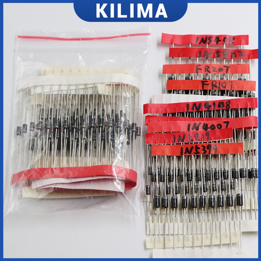 Assorted Commonly-used Diode Set Kit 8Values 100pcs 1N4148 1N4007 1N5819 1N5399 1N5408 1N5822 ...