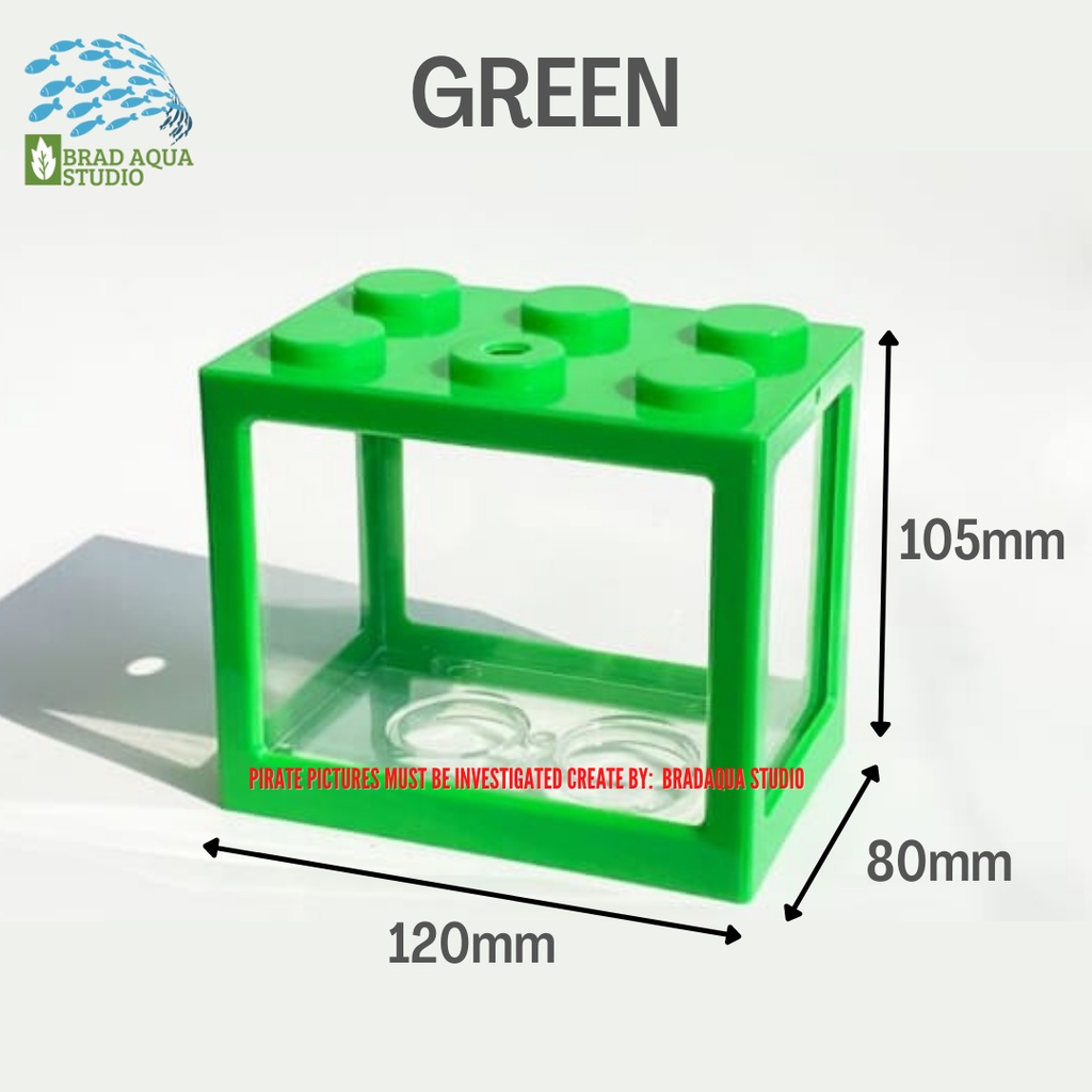 AQUARIUM Betta Fish Lego Block Fish Tank & LED Light Akuarium Mini Ikan ...