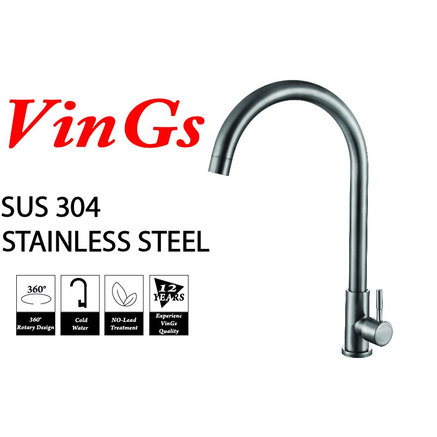 STAINLESS STEEL SUS 304 KITCHEN FAUCET PILLAR SINK TAP 1/2" ( TVG6802 ) | Shopee Malaysia