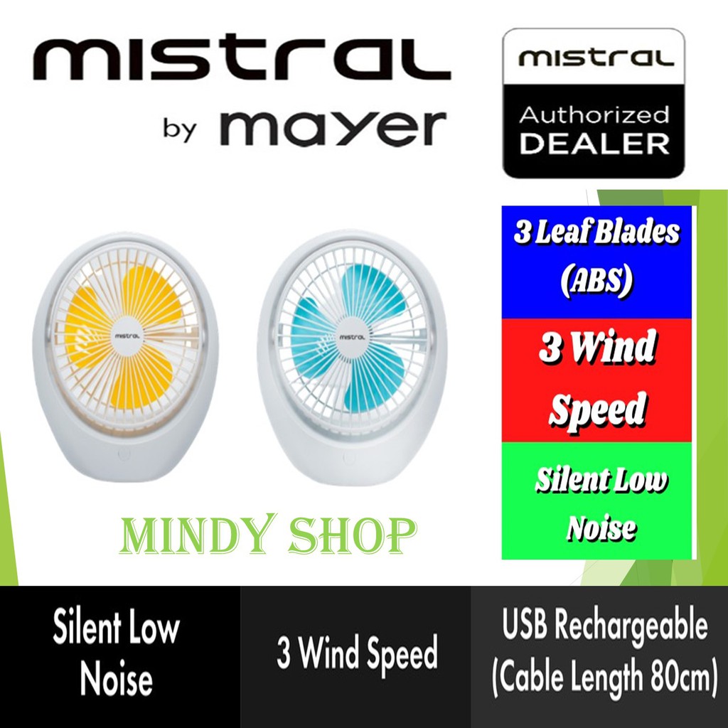 Mistral MRF65 USB Mini Rechargeable Fan (1 Year Warranty) | Shopee Malaysia