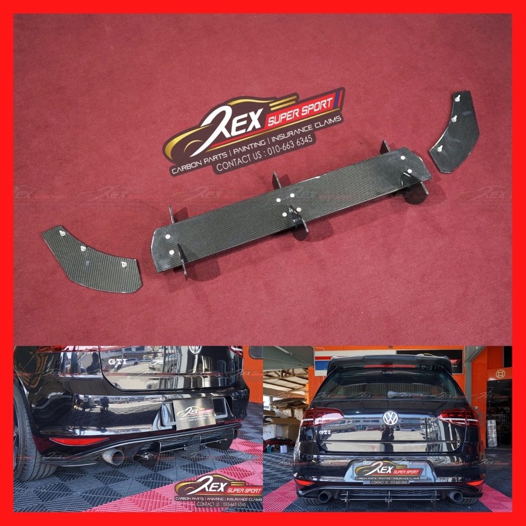 VW Volkswagen Golf MK7 TSI GTI Rear Diffuser Maxton Carbon Fiber ...