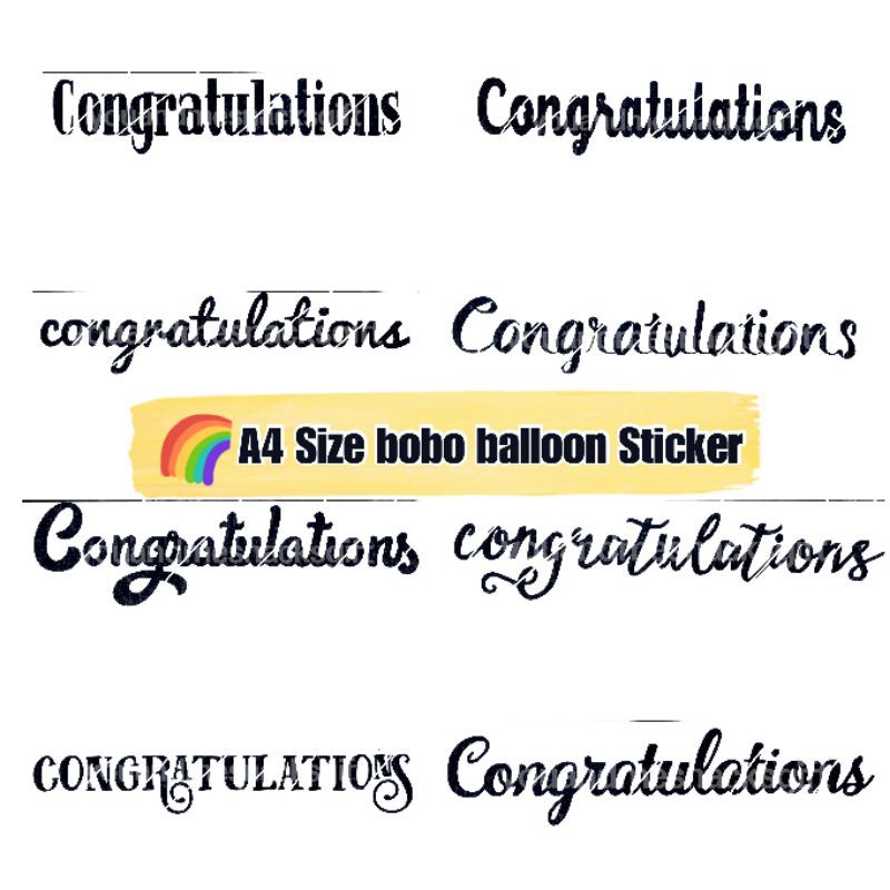 Congratulation Sticker Bobo Balloon Sticker DIY Msize Lsize Bubble ...