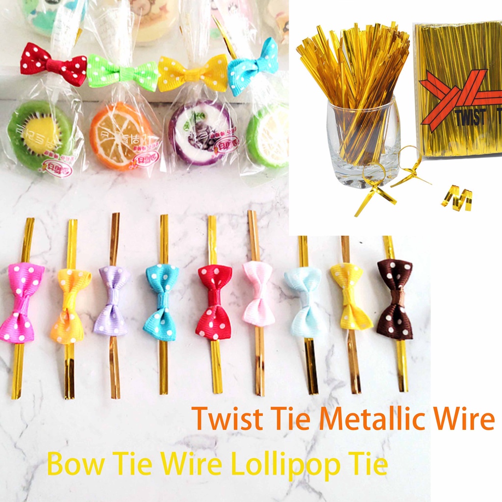 10cm Twist Tie Metallic Wire Bow Tie For Bags Of Souvenir Candy Cookies ...