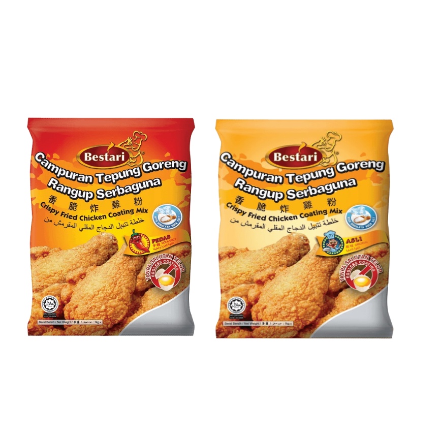 Tepung Goreng Serbaguna Bestari Original & Spicy 1kg Fried Chicken ...
