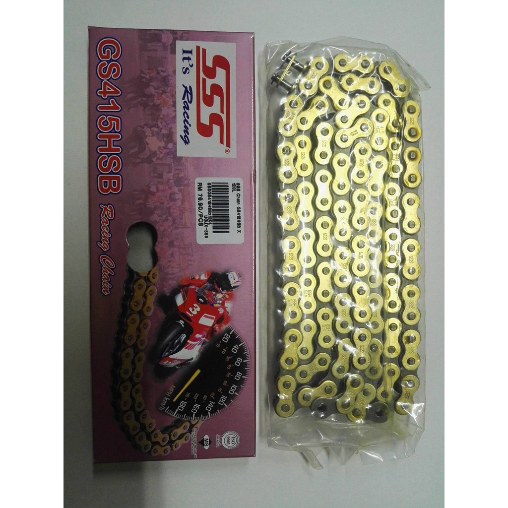 SSS Gold Racing 415HSB Sprocket Chain (122L/120L) | Shopee Malaysia
