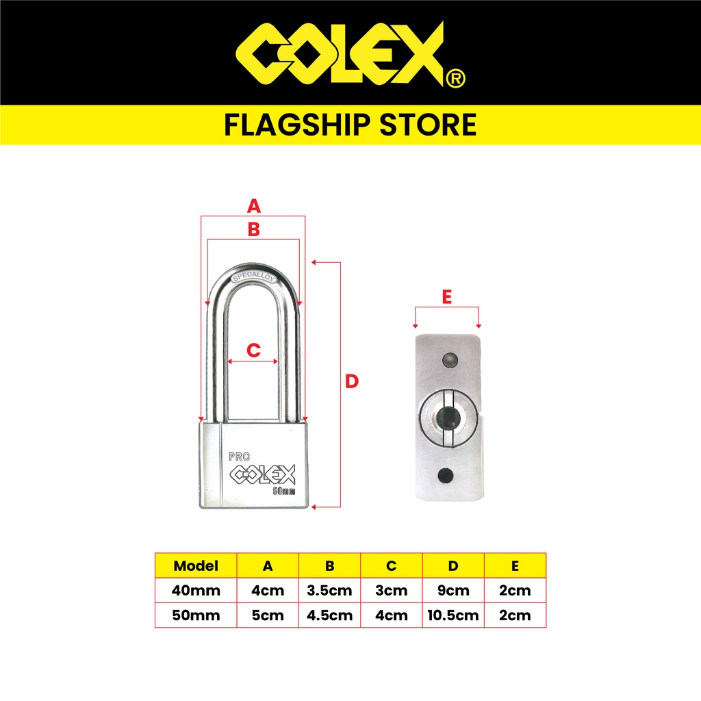 Colex Anti-Cut Stainless Steel Chrome Plated Safety Padlock (40mm ...