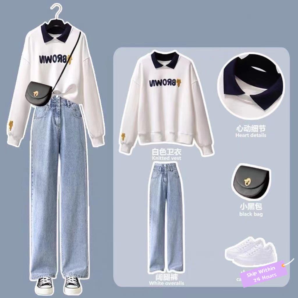 set baju dan seluar wanita outfit korean style 2022 Spring and Autumn ...