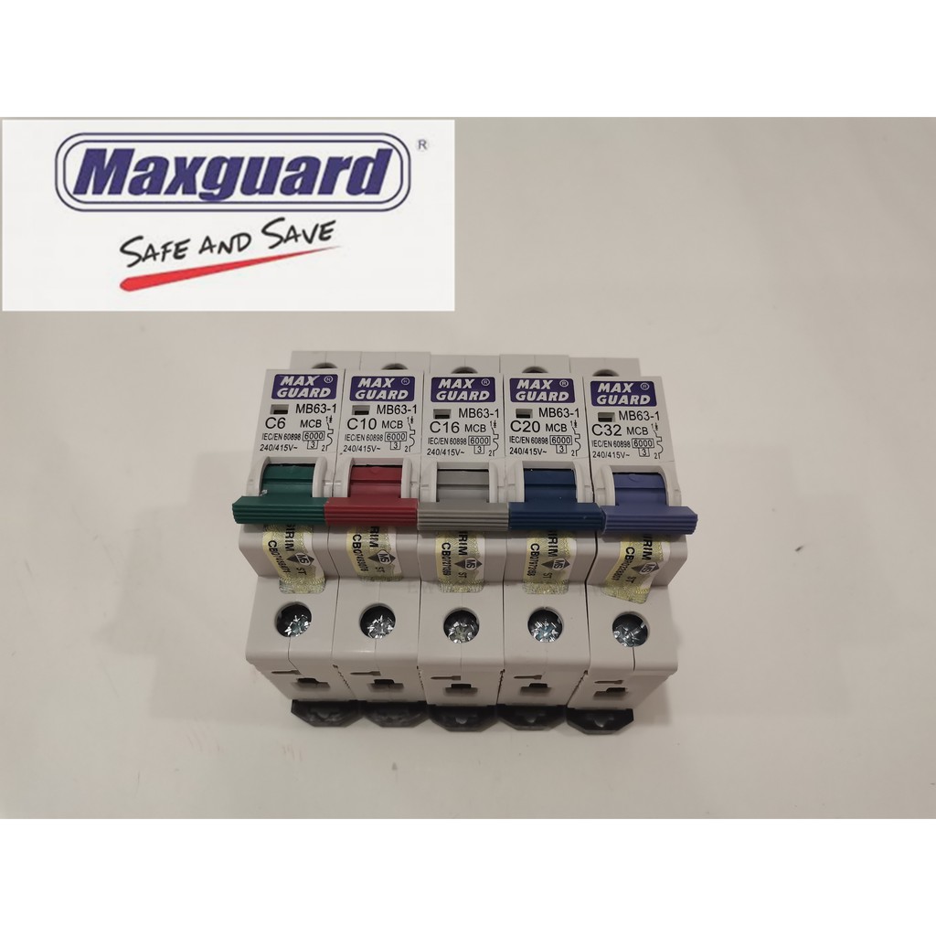 MAXGUARD 1POLE MCB 6A/10A/16A/20A/32A (SIRIM)MINIATURE CIRCUIT BREAKER | Shopee Malaysia