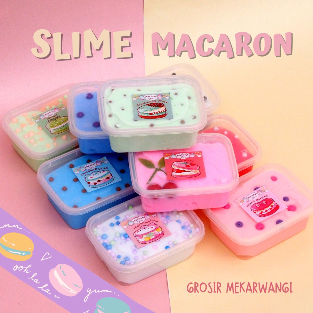 Slime Macaron Variation Dessert Box Slime Tofu Fragrant Topping SpS Color Soft Chewy Slime Boba ...