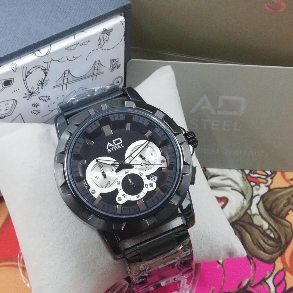 [READY STOCK] AD STEEL MEN WATCH 03 *BLACK/BLACK (WITH 1 YEAR WARRANTY ...