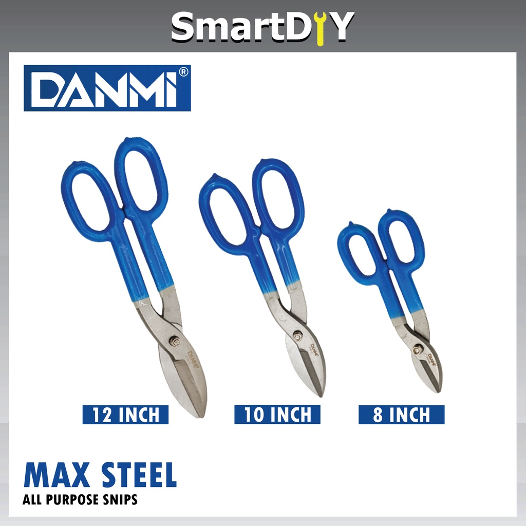 DANMI 8/10/12" MaxSteel Tin Snip Cutter All Purpose Scissor Cutter For ...