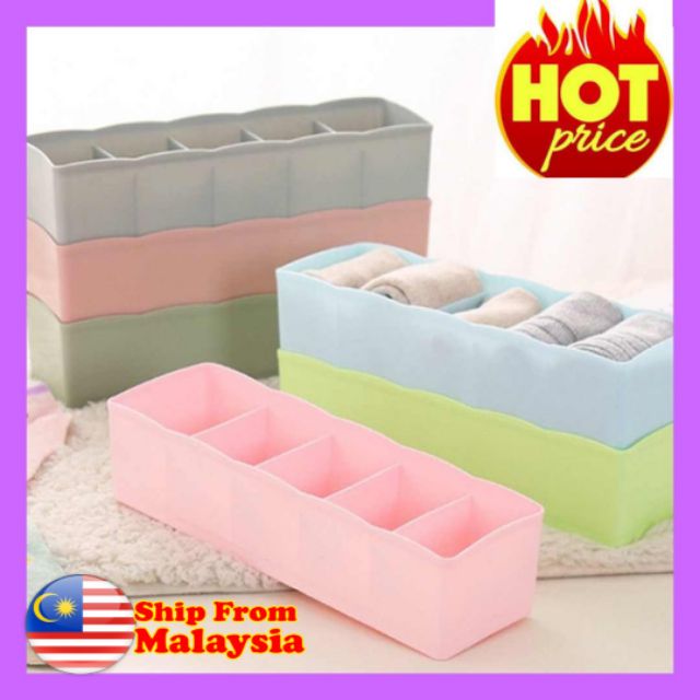🔥LIMITED STOCK🔥 UNDERWARE/SOCK/TIES SPLIT STORAGE BOX MULTIPLE COLOR ...