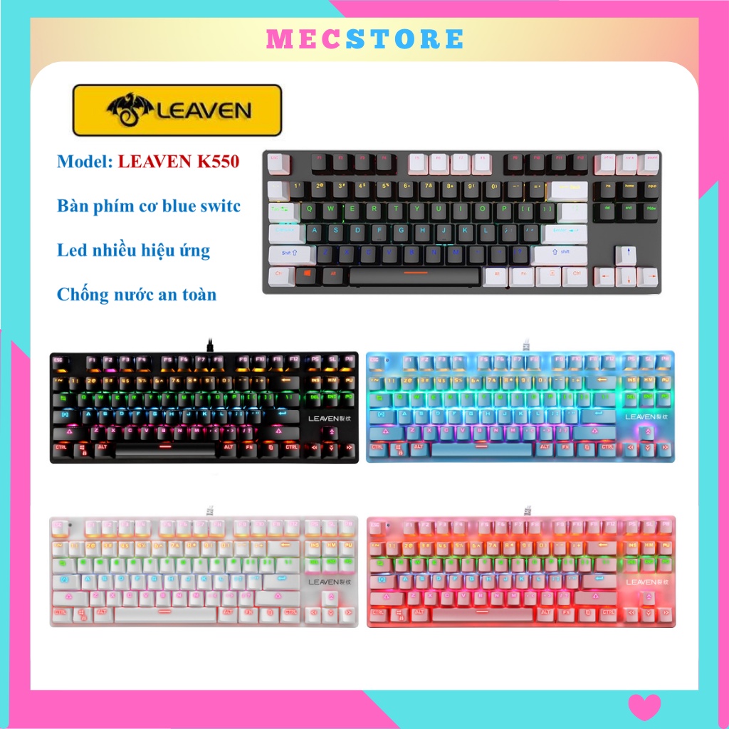 Mechanical keyboard LED RGB gaming LEAVEN K550 LED RGB 87 keys blue switch - | Shopee Malaysia