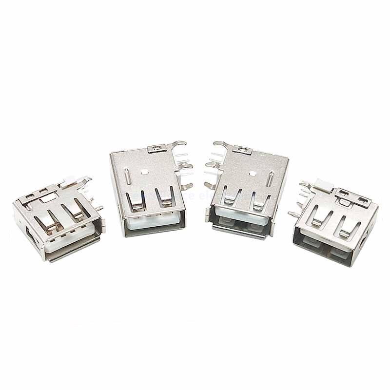 10pcs USB 2.0 A Female PCB Mount Socket Connector USB Vertical Side ...