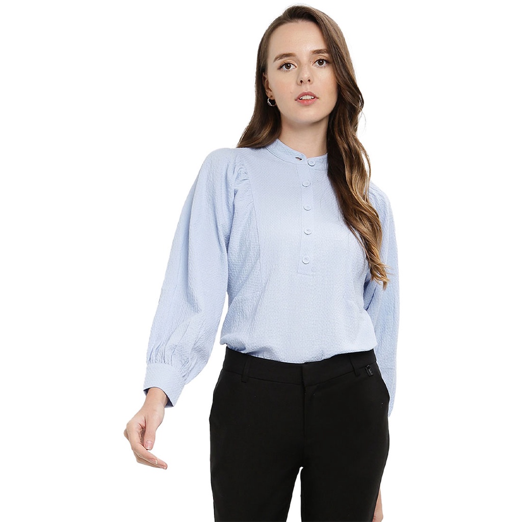 ELLE Apparel Mandarin Collar Button Down Blouse ES100533-A092204 ...