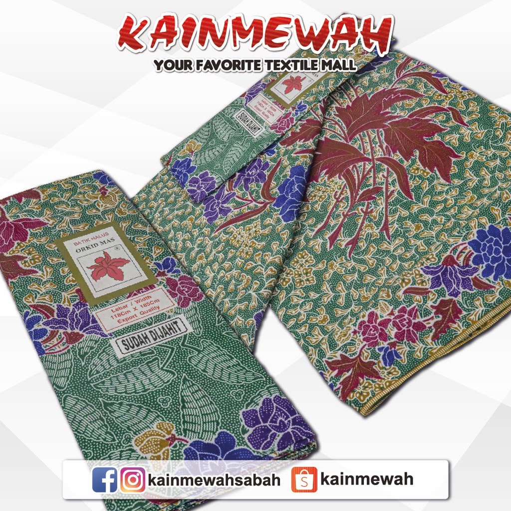 [READY STOCK] KAINMEWAH SARUNG BATIK WANITA ORKID MAS SIAP JAHIT ...