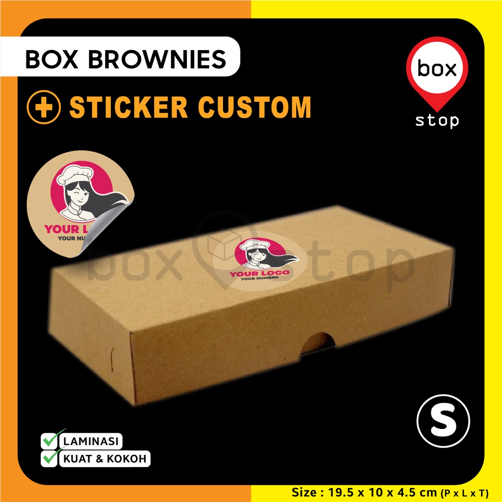 Combo Box Package BROWNIES Cake Box Box+Custom Logo Sticker (50Sets ...