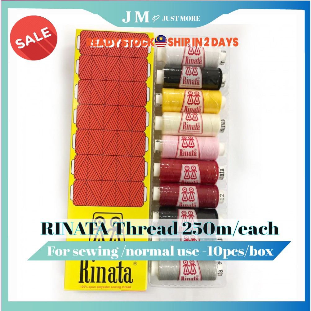🇲🇾 READY STOCK👍 10pcs/box - 250m/each RINATA Thread mesin jahit Benang ...