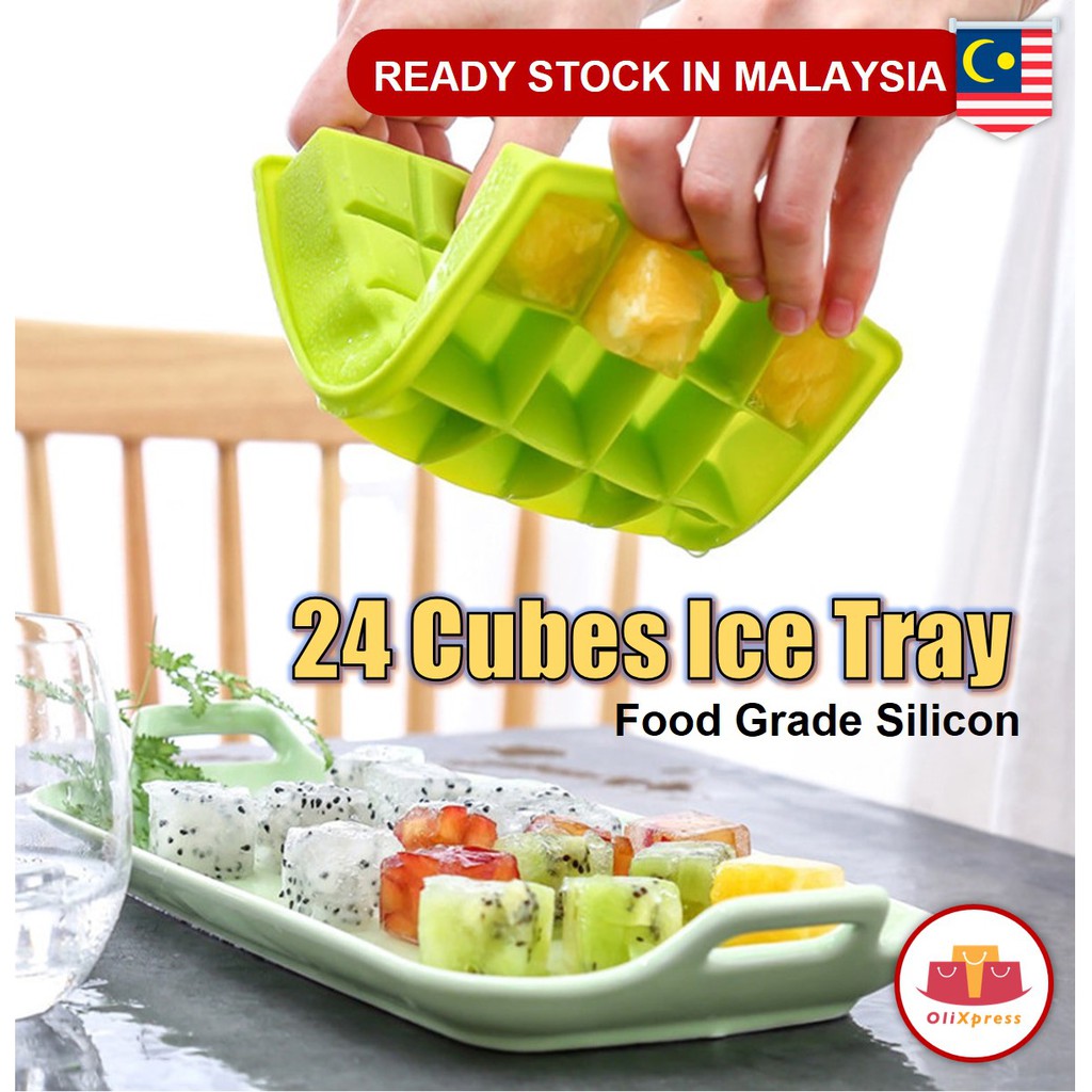 24 Holes Silicon Ice Cube Tray Silicone Jelly Mold Trays Pudding Maker ...