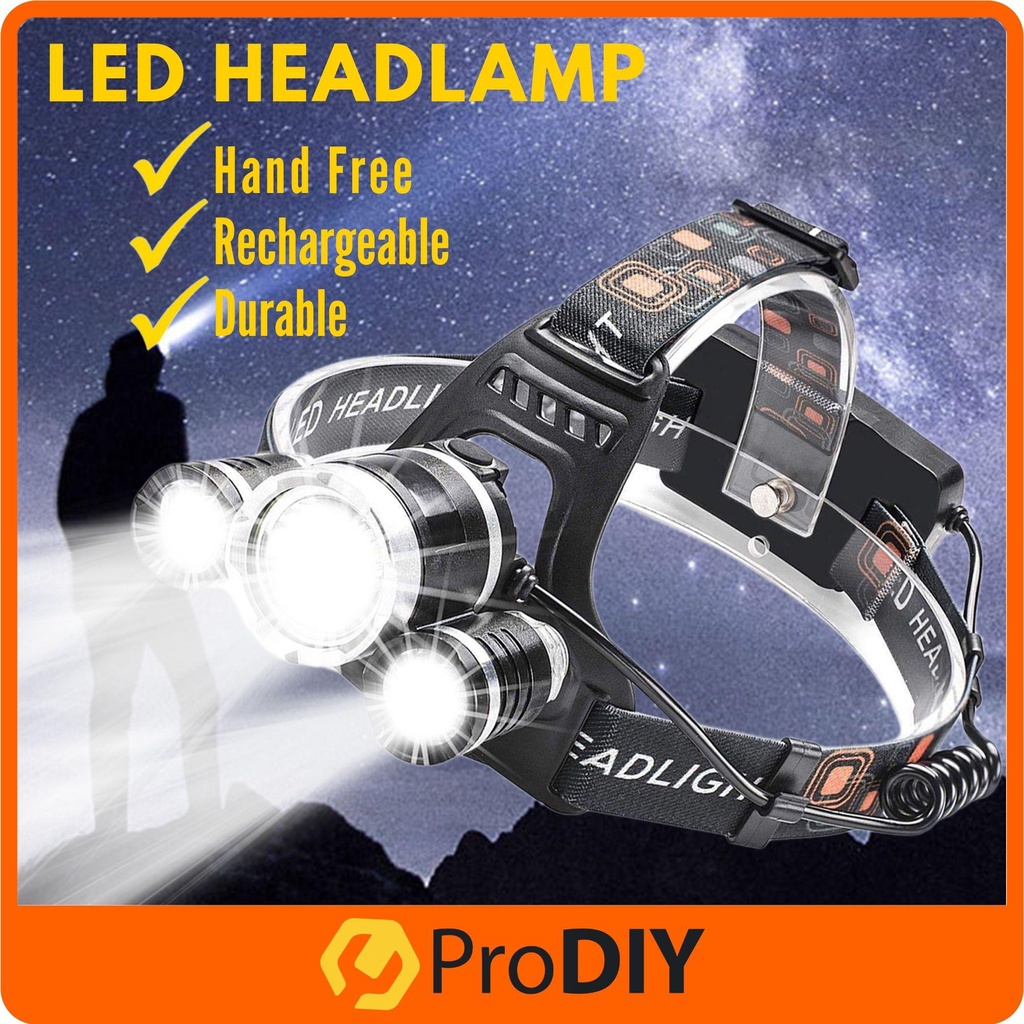 Head Lamp LED Work Brightest Headlight 18650 Rechargeable Waterproof ...