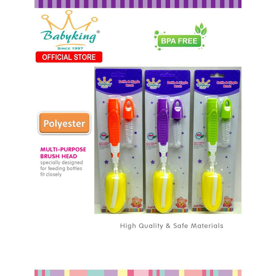 BABYKING BOTTLE & TEAT BRUSH WITH SPONGE (KBM2130A) | Shopee Malaysia