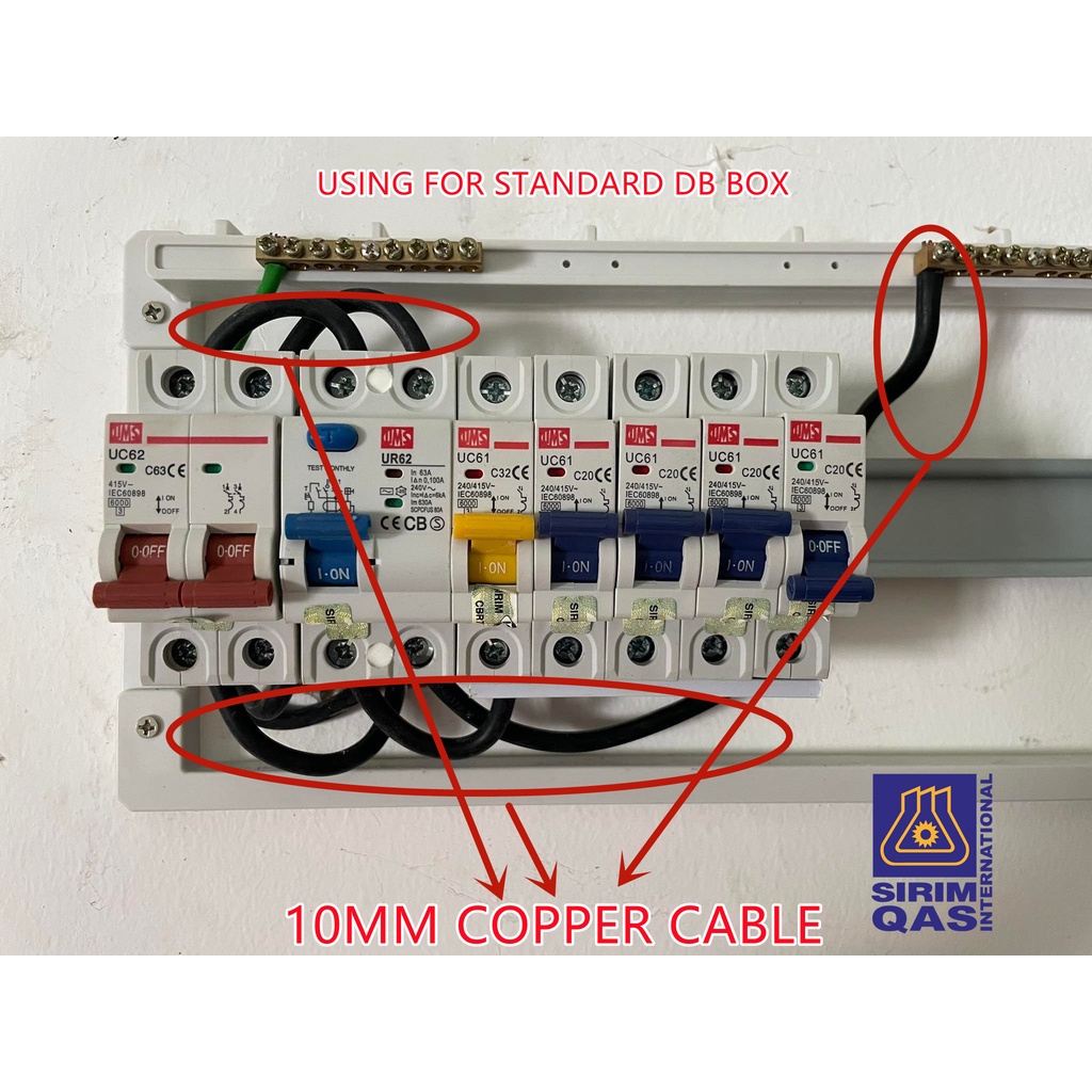 SIRIM LINKWAYAR CABLE [10mm ] TNB JKR MAIN SUIS DB BOX MAIN WIRE MCCB ...