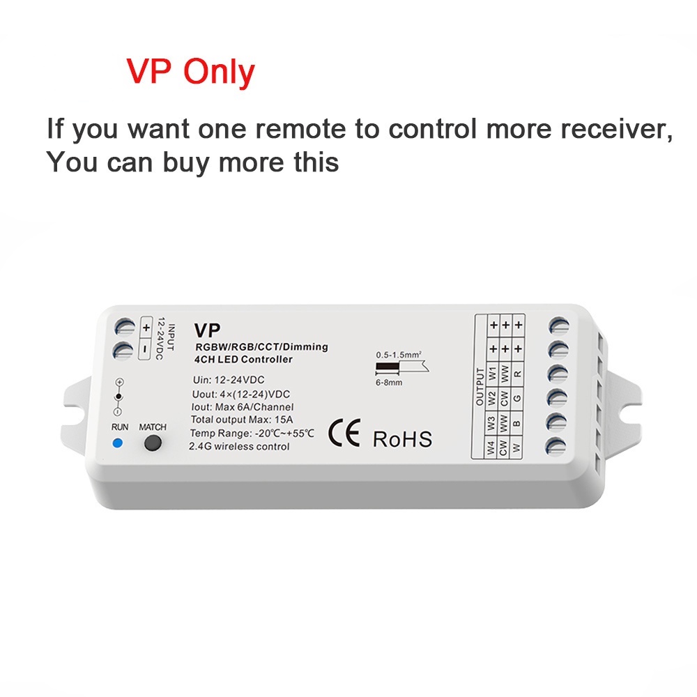 4 Channel LED Dimmer 12V 24V DC 15A PWM Wireless RF 2.4G Remote ...