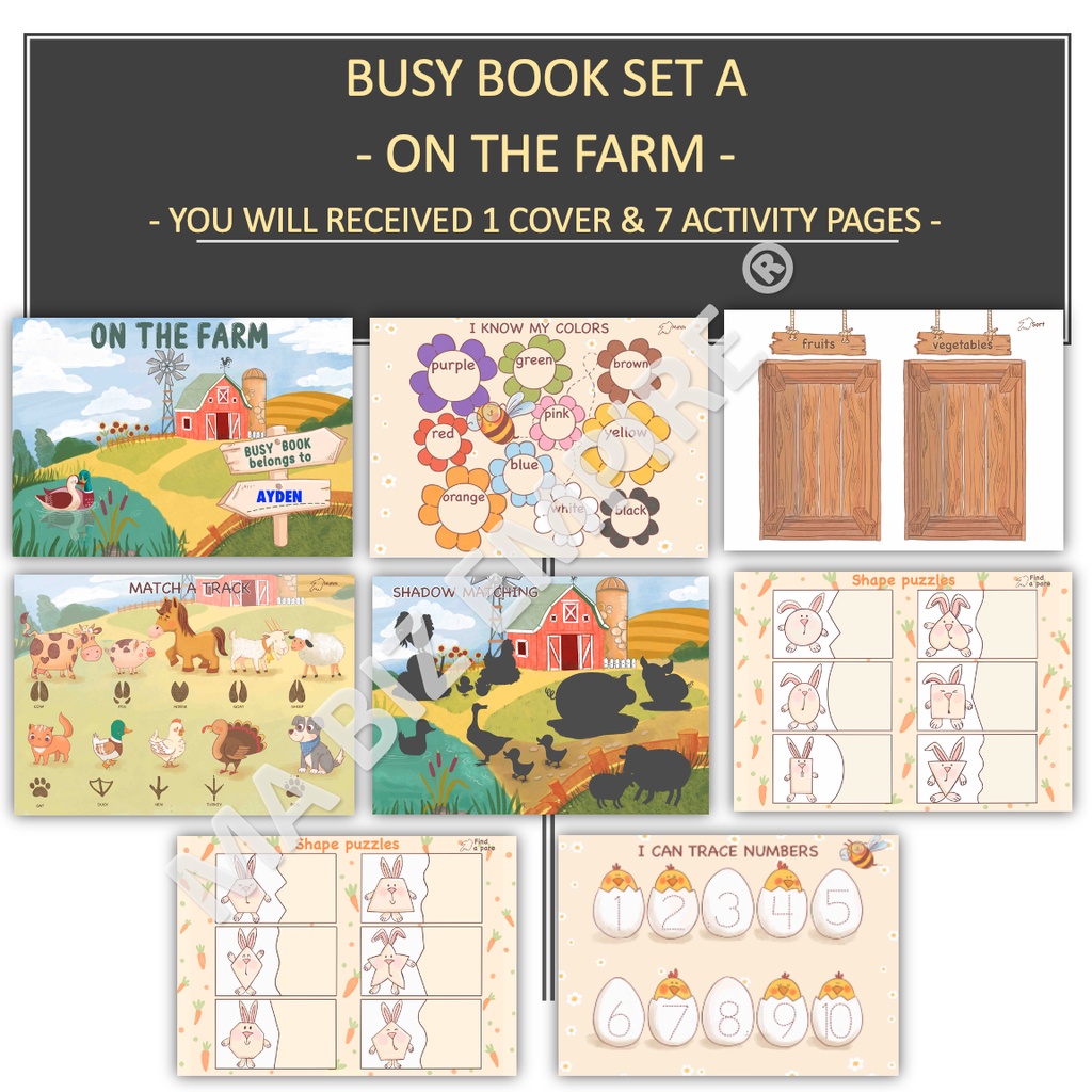 [HARDCOPY] ON THE FARM A BUSY BOOK / QUIET BOOK / MONTESSORI / LEARNING ...