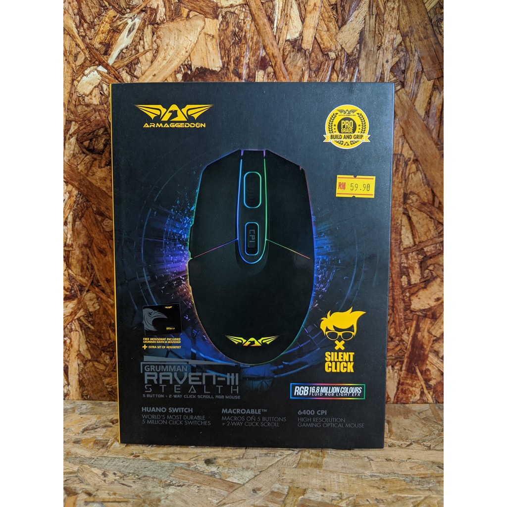 ARMAGGEDDON GRUMMAN RAVEN III STEALTH SILENT CLICK GAMING MOUSE ...