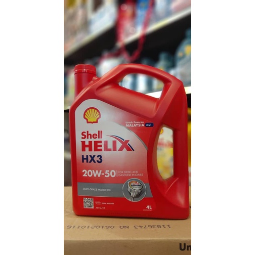 [ORIGINAL] SHELL HELIX HX3 20W-50 4L (PASARAN MALAYSIA) | Shopee Malaysia
