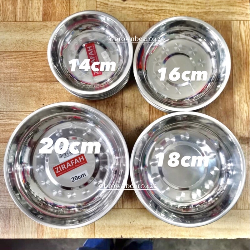 ZIRAFAH stainless steel plate(14cm - 20cm)serving rice plate bowl ...