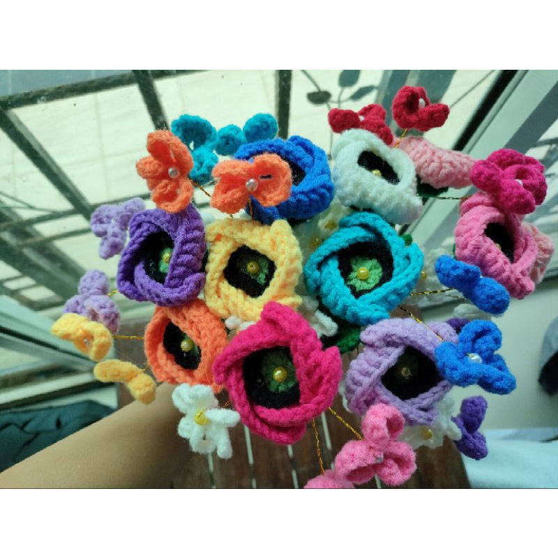 crochet flowers handmade, bunga kait | Shopee Malaysia