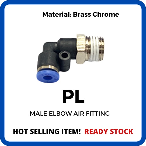 Pneumatic PL Male Elbow Air Fitting Male Thread Elbow Push In Push Lock ...